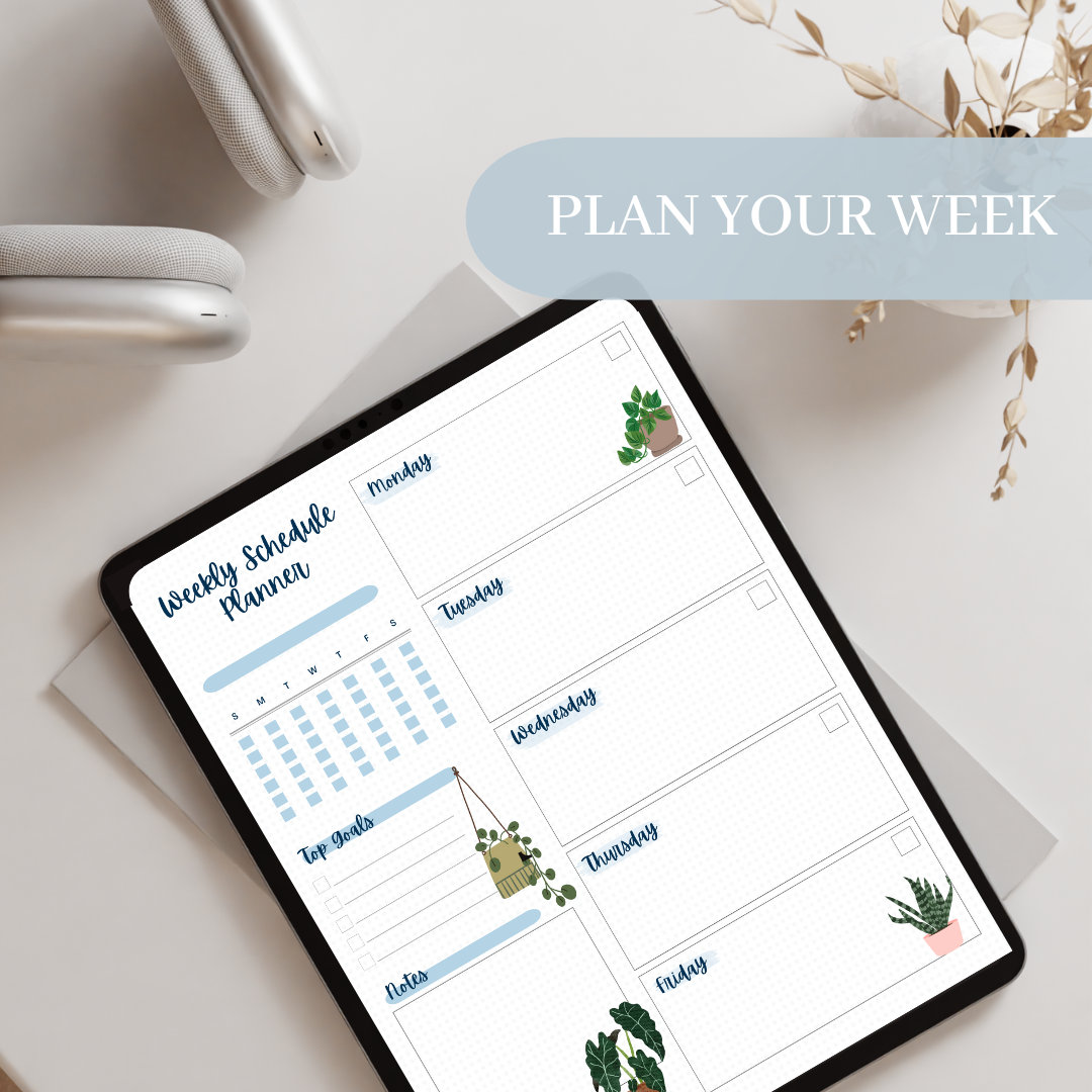 Plant Themed Planner, Weekly Schedule Template, Top Goals Planner ...