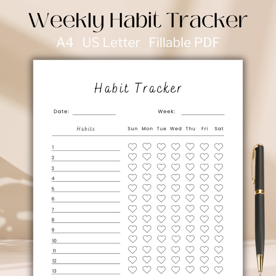 Weekly Habit Tracker, Printable Routine Tracker, Habit Tracker Template ...