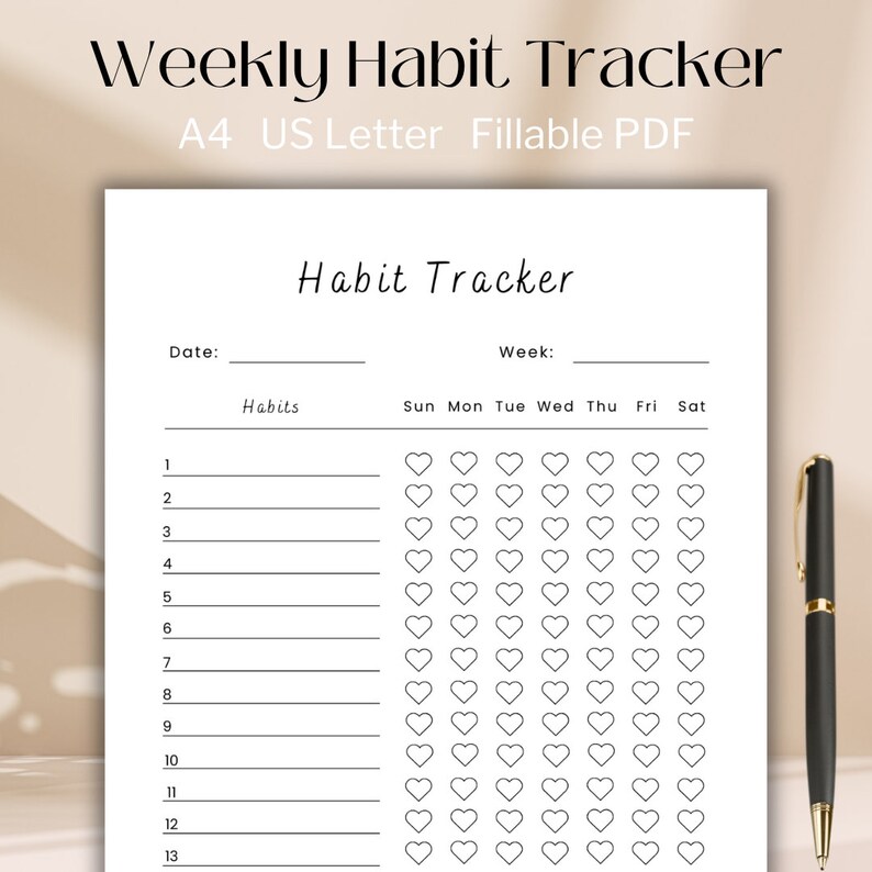 Weekly Habit Tracker, Printable Routine Tracker, Habit Tracker Template ...
