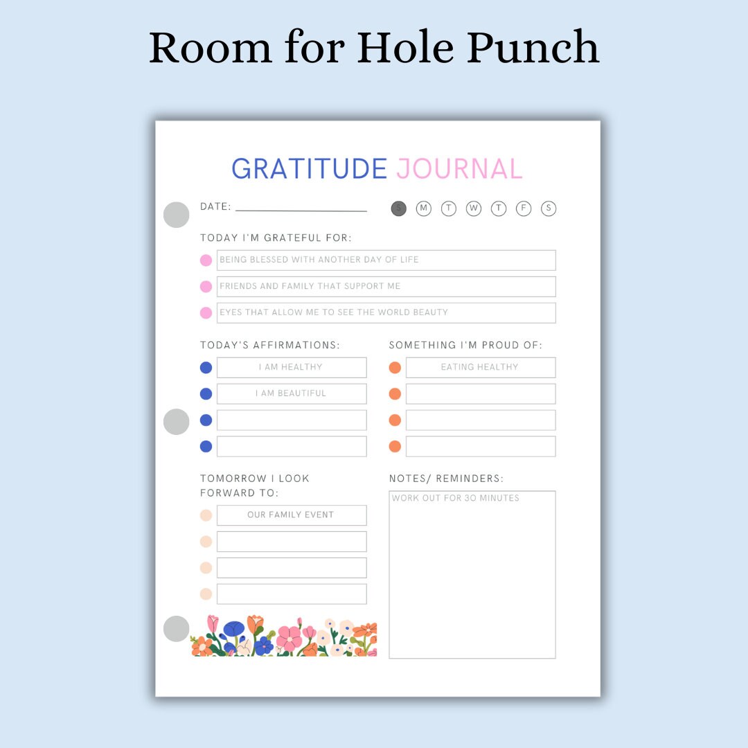 Daily Gratitude Planner Printable, 5-minute Gratitude Planner, Daily ...