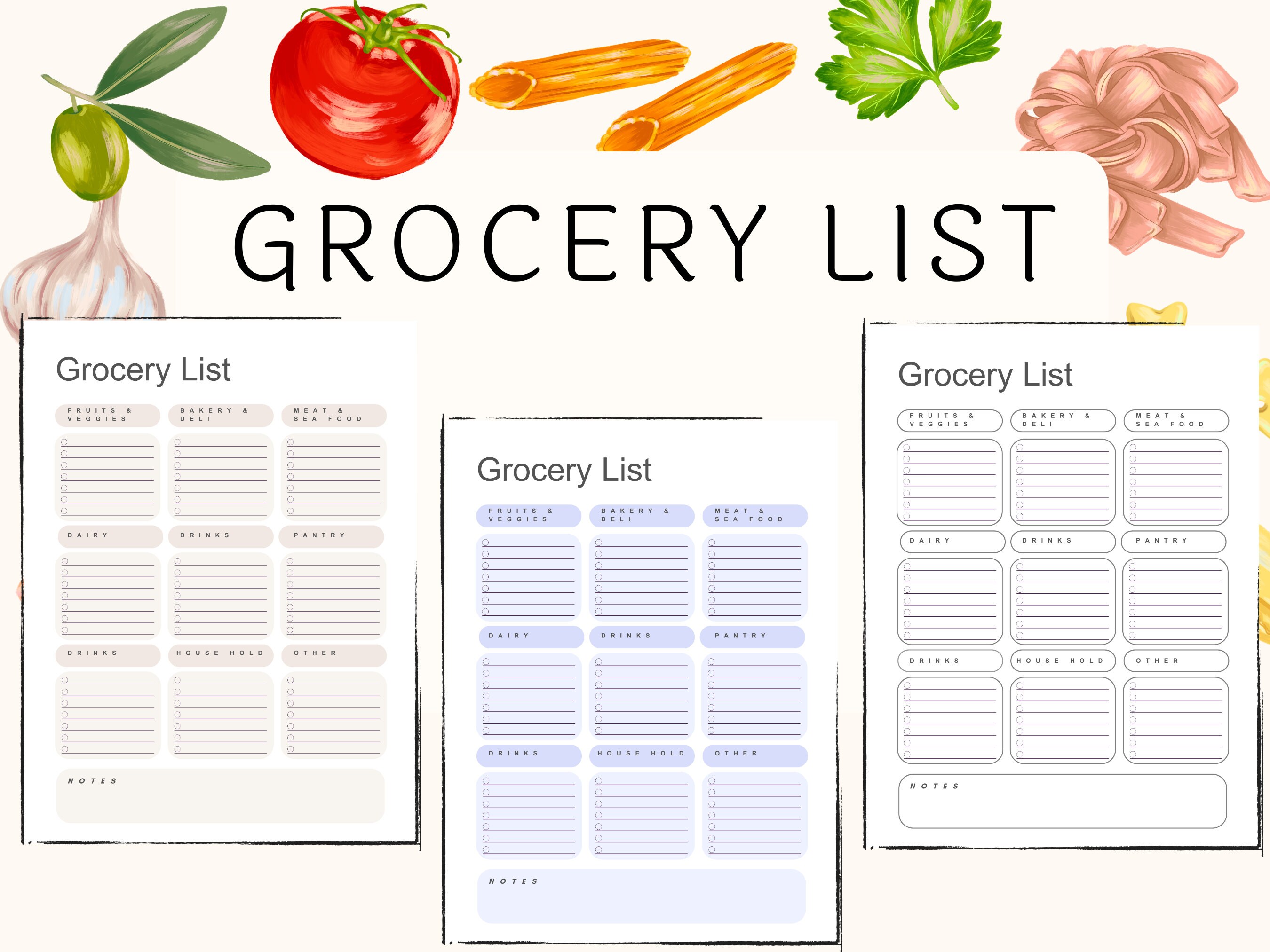Grocery Shopping List Printable Grocery List Grocery Planner - Etsy