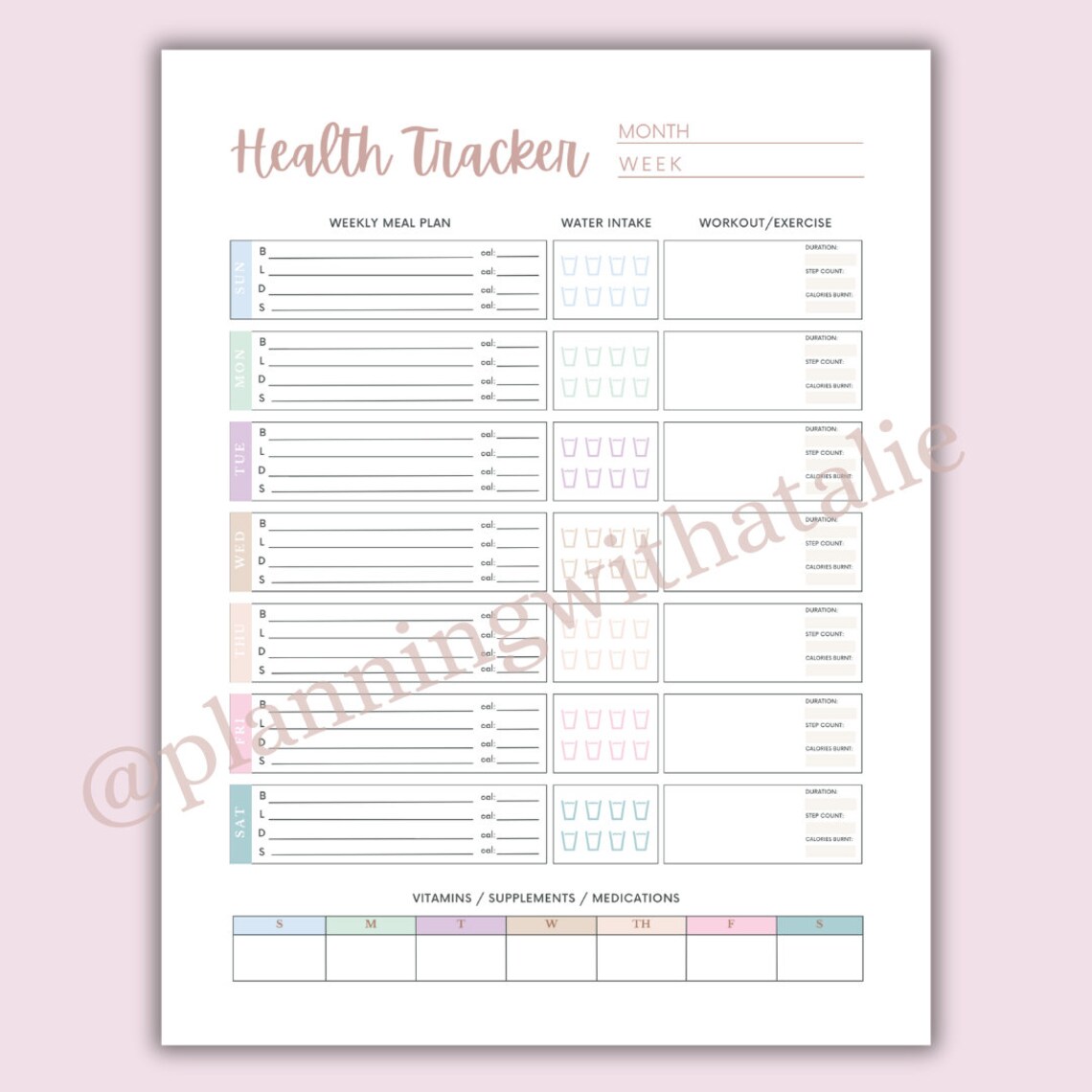 Health Tracker, Meal Planner, Workout Template, Exercise Planner, Meal ...