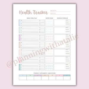 Health Tracker, Meal Planner, Workout Template, Exercise Planner, Meal ...