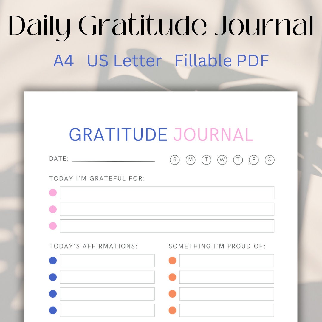 Daily Gratitude Planner Printable, 5-minute Gratitude Planner, Daily ...