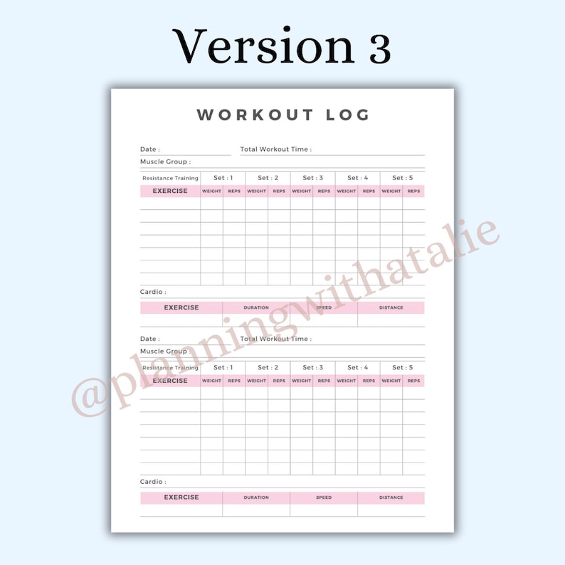 Workout Daily Tracker Printable, Exercise Log, Fitness Planner, Workout ...
