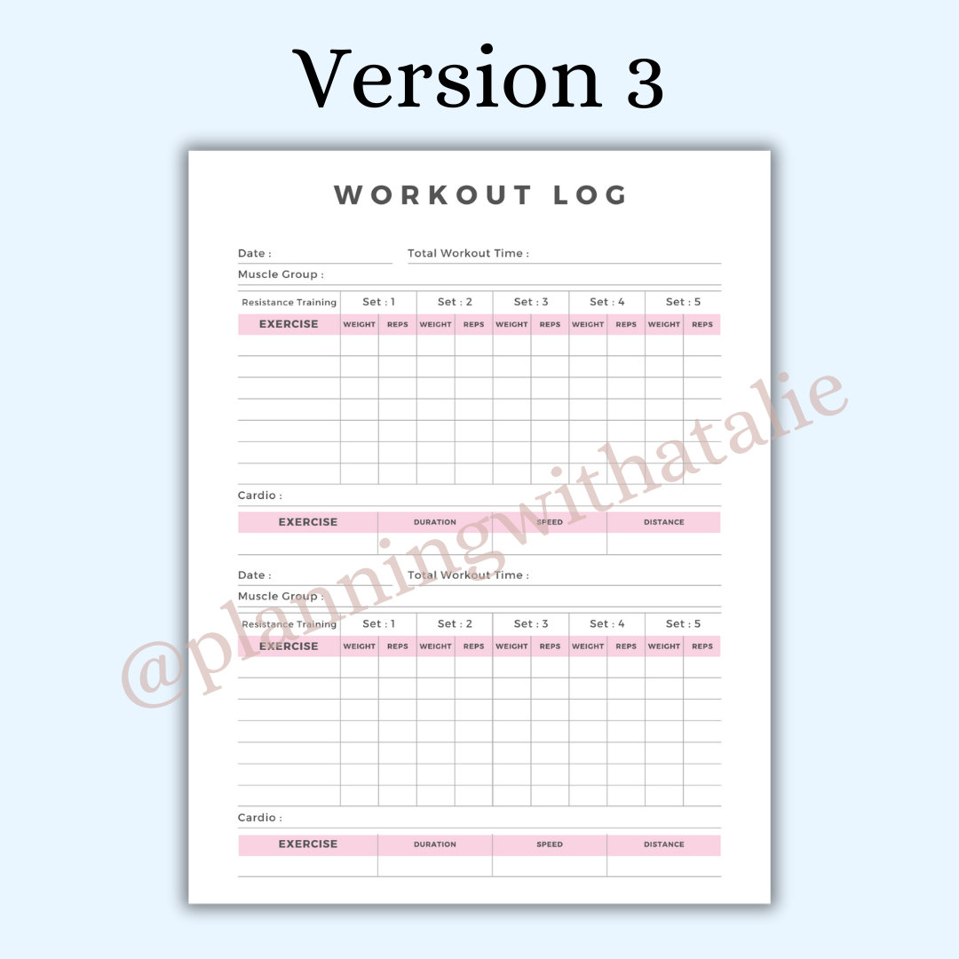 Workout Daily Tracker Printable, Exercise Log, Fitness Planner, Workout ...