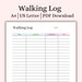 Walking Log Tracker Printable, Walking Journal, Steps Tracker, Miles ...