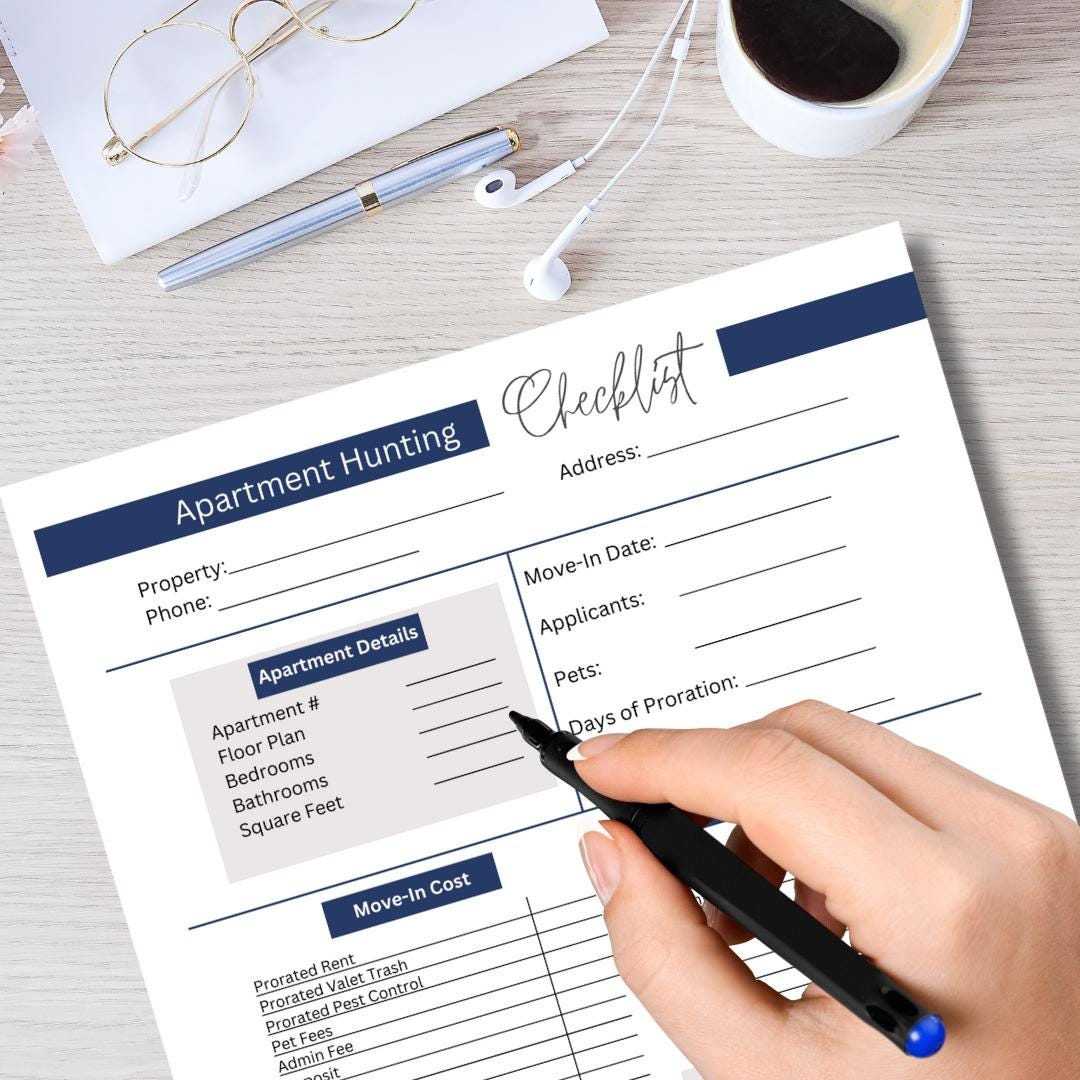 Apartment Hunting Budget Sheet Checklist, Moving Planner, New Apartment ...