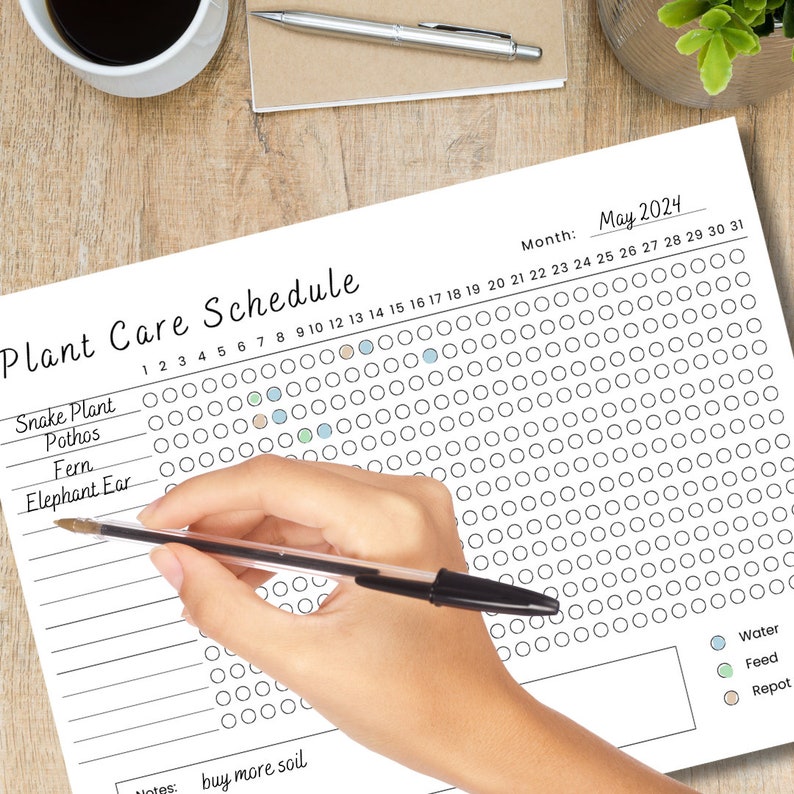 Monthly Plant Care Tracker Printable, Plant Watering Schedule, Monthly ...