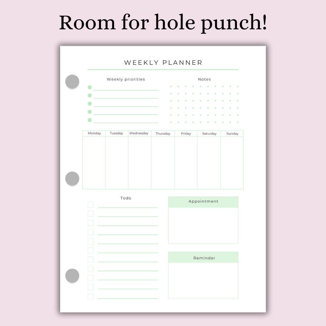 Weekly Organizer Template Printable, Weekly Schedule Planner, Todo List ...
