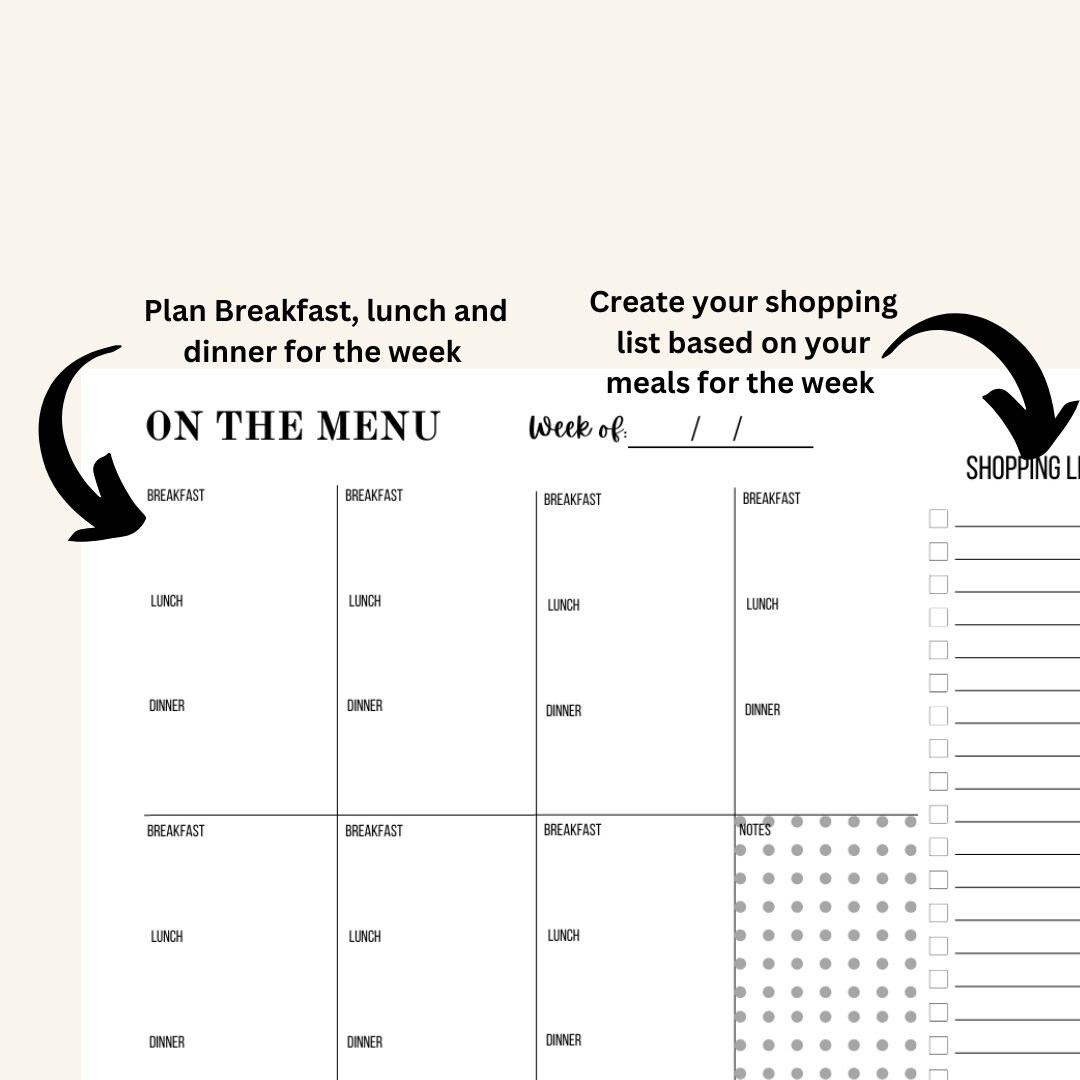 Weekly Meal Prep Planner With Shopping List, Meal Tracker, Grocery List ...