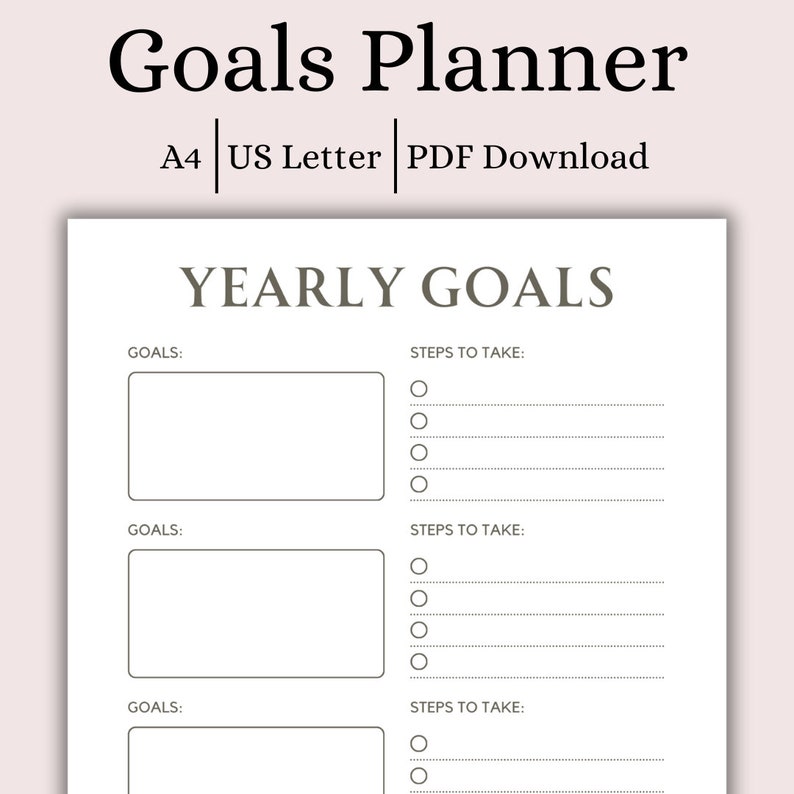 Goal Setting Planner, Goal Tracker, Productivity Template, Yearly Goals ...