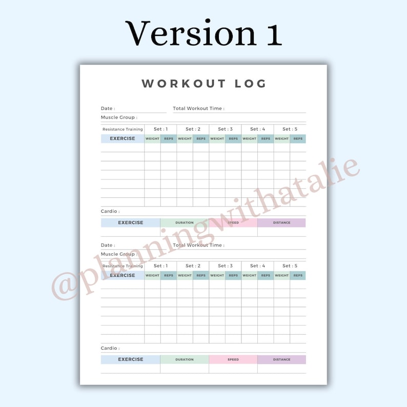 Workout Daily Tracker Printable, Exercise Log, Fitness Planner, Workout ...