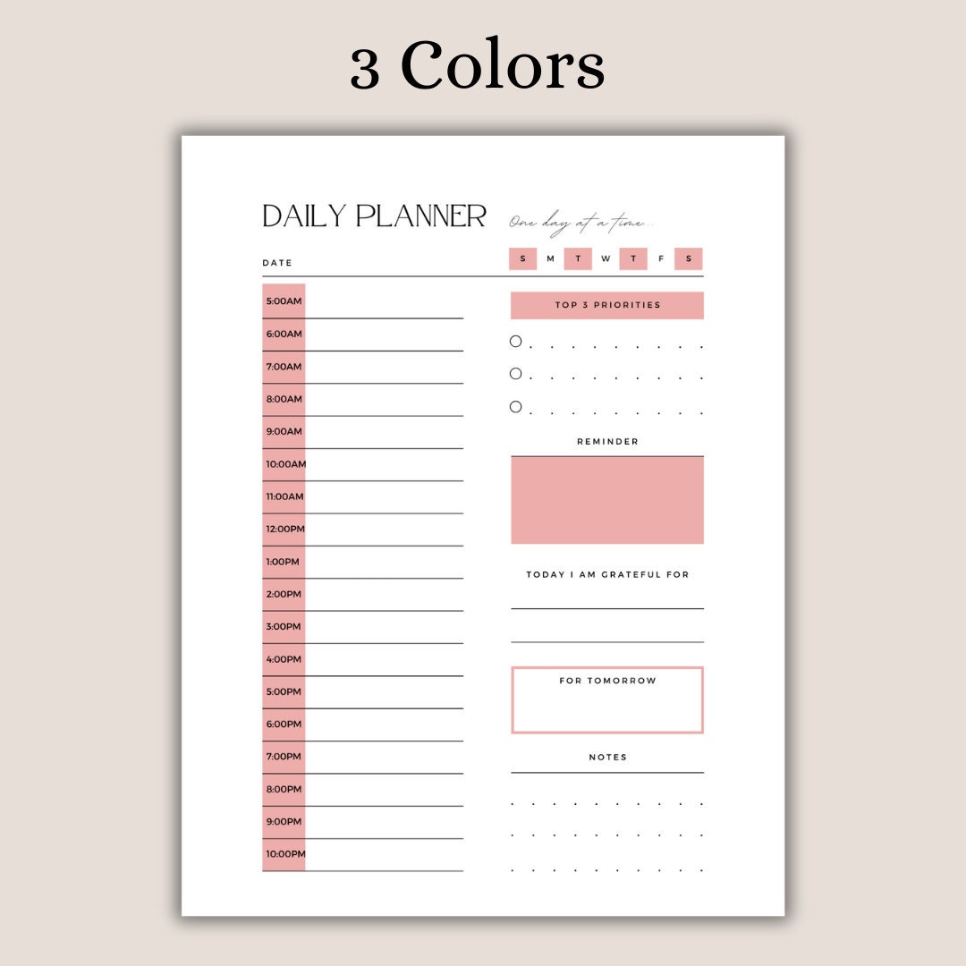 Daily Schedule Template, Top Priorities, Daily Planner, Daily ...