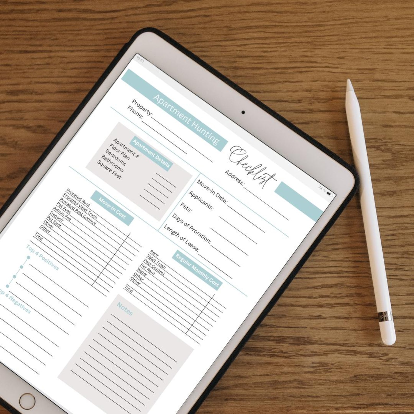 Apartment Hunting Budget Sheet Checklist, Moving Planner, New Apartment ...