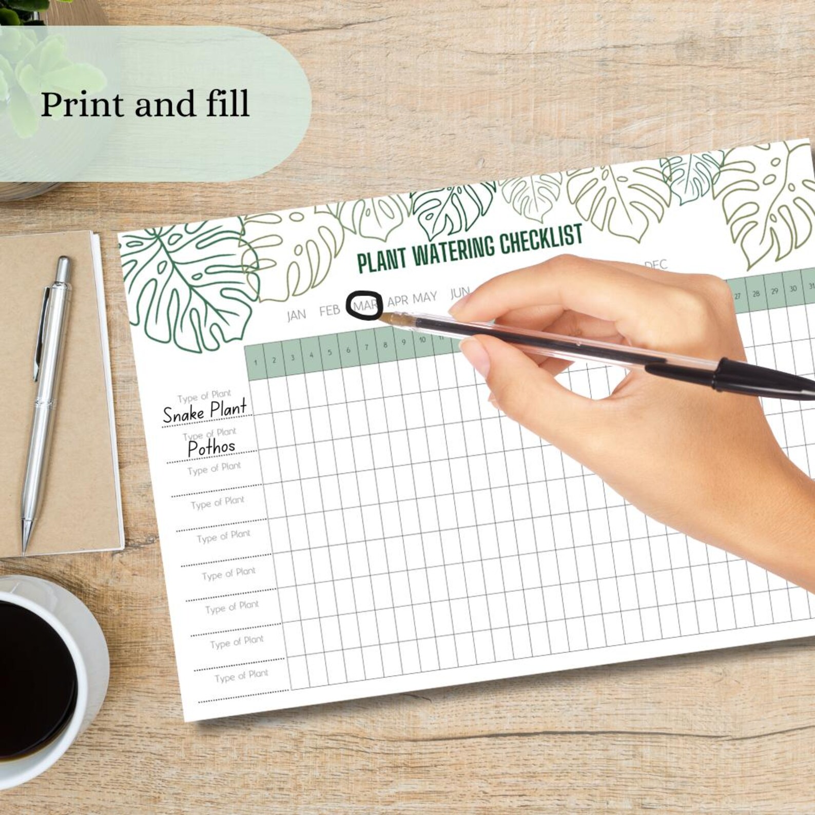 Plant Watering Tracker, House Plant Care Tracker, Watering Schedule ...