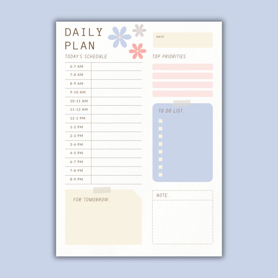 Daily Planner, Printable Todo List Planner, Top Priorities Template ...