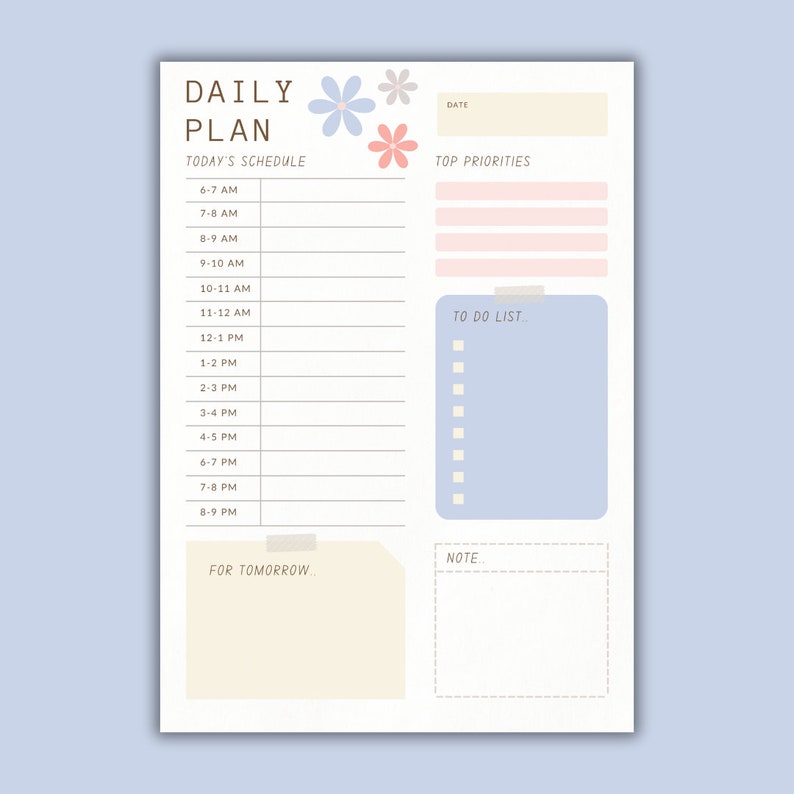 Daily Planner, Printable Todo List Planner, Top Priorities Template ...