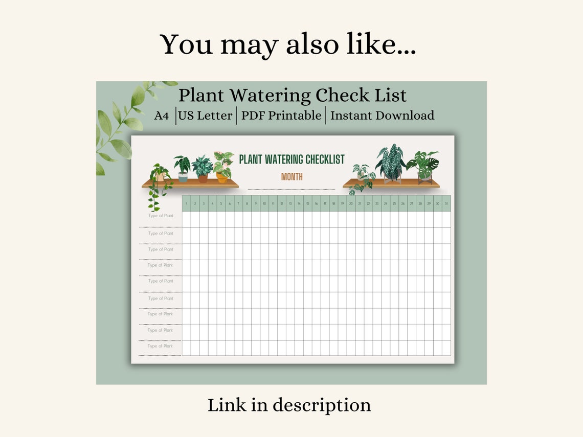 Weekly Plant Watering Chart, Houseplant Watering Schedule, Plant Care ...