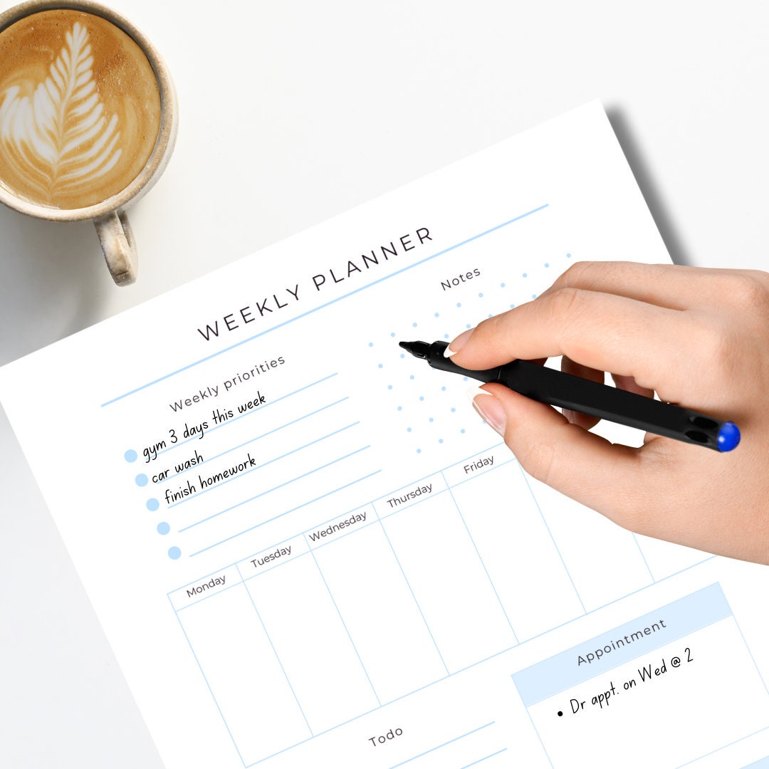 Weekly Organizer Template Printable, Weekly Schedule Planner, Todo List ...
