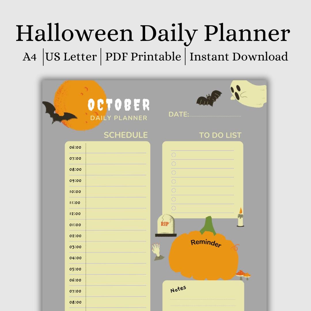 Halloween Daily Planner Template, Spooky Planner, Holiday Planner ...
