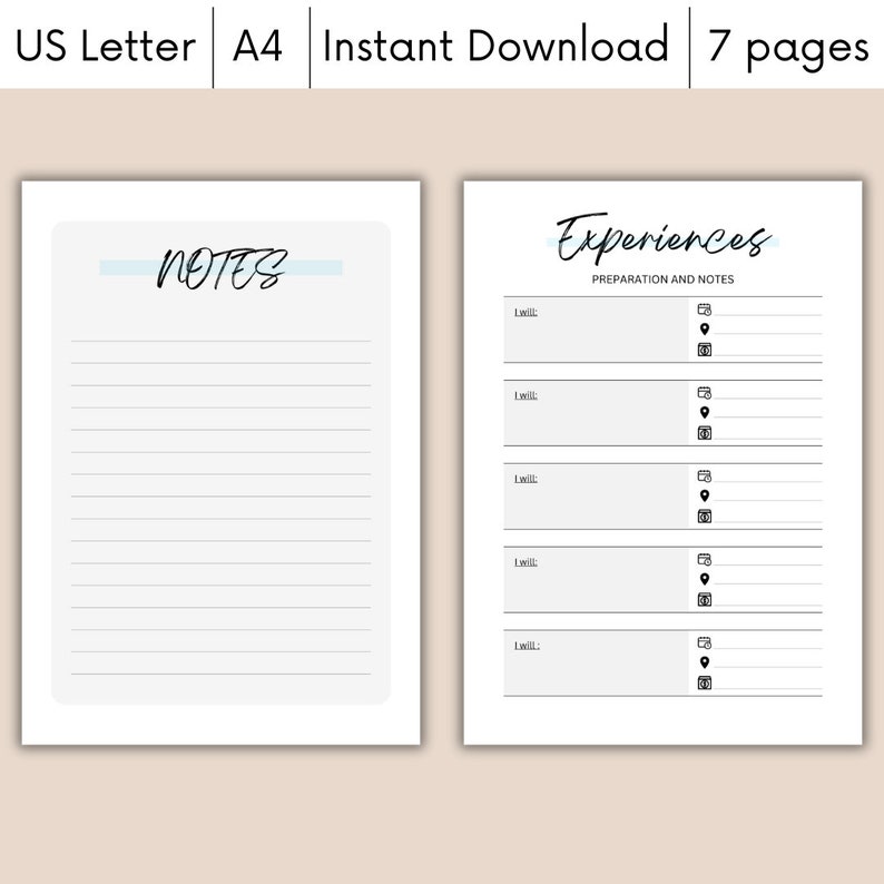 New Years Bucket List Template Printable, Itinerary Planner, Books to ...