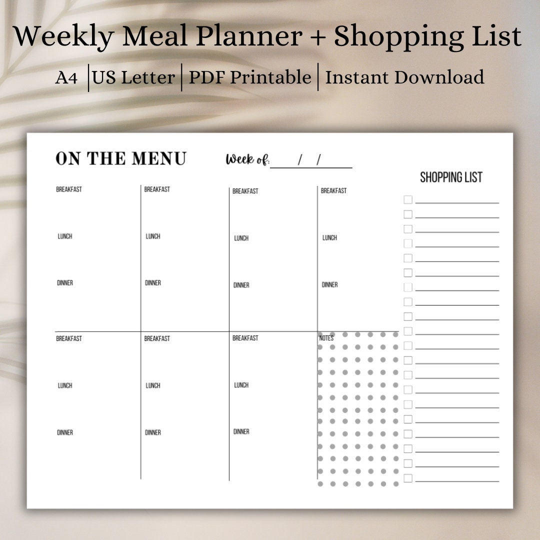 Weekly Meal Prep Planner With Shopping List, Meal Tracker, Grocery List ...