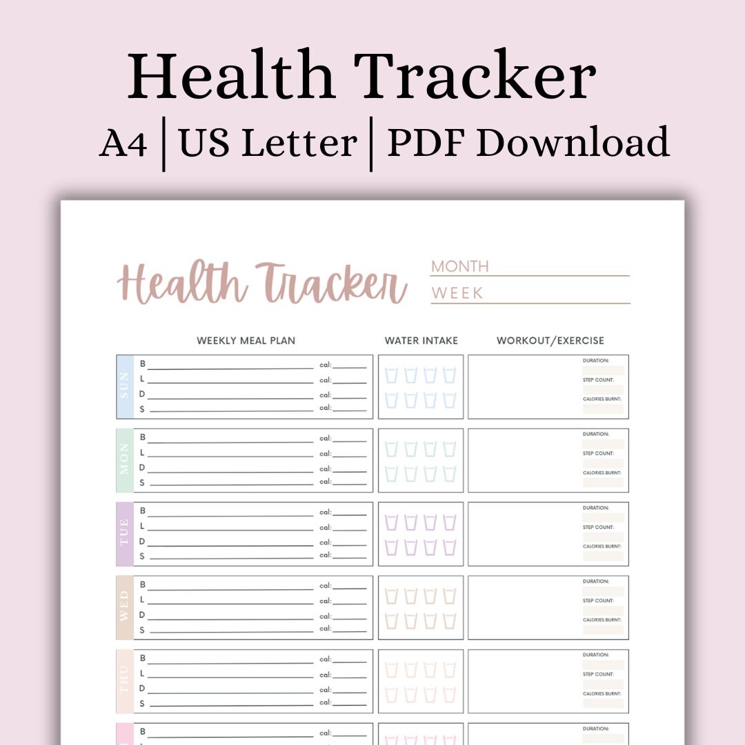 Health Tracker, Meal Planner, Workout Template, Exercise Planner, Meal ...