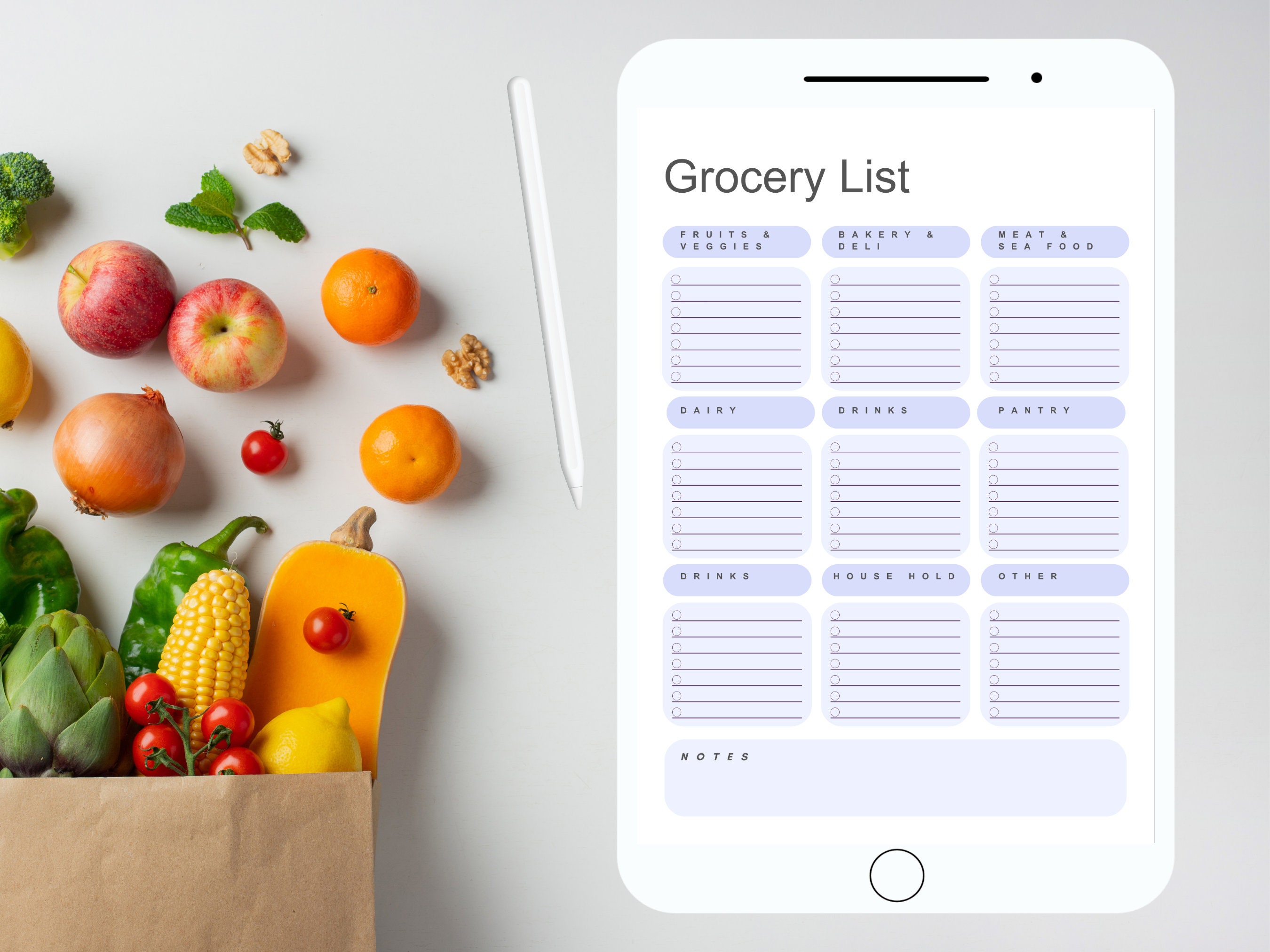 Grocery Shopping List Printable Grocery List Grocery Planner - Etsy