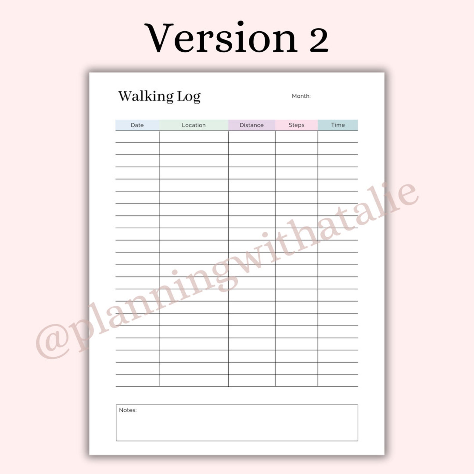 Walking Log Tracker Printable, Walking Journal, Steps Tracker, Miles ...