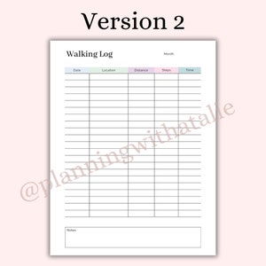 Walking Log Tracker Printable, Walking Journal, Steps Tracker, Miles ...
