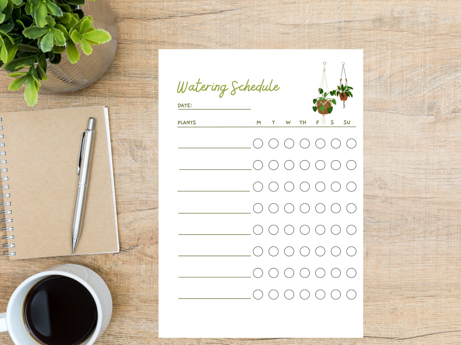 Weekly Plant Watering Chart, Houseplant Watering Schedule, Plant Care ...