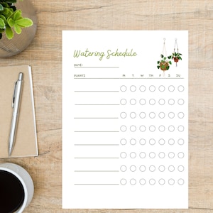 Weekly Plant Watering Chart, Houseplant Watering Schedule, Plant Care ...