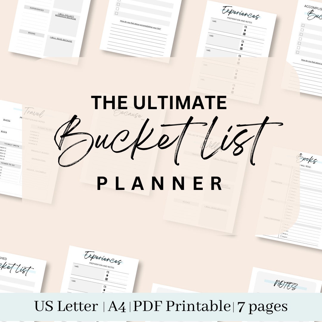 2025 Bucket List Printable Bundle Planner, Books to Read Checklist ...