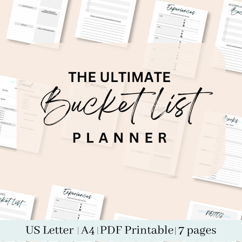 2024 Bucket List Printable Bundle Planner, Books to Read Checklist, Travel Planner, Digital ...