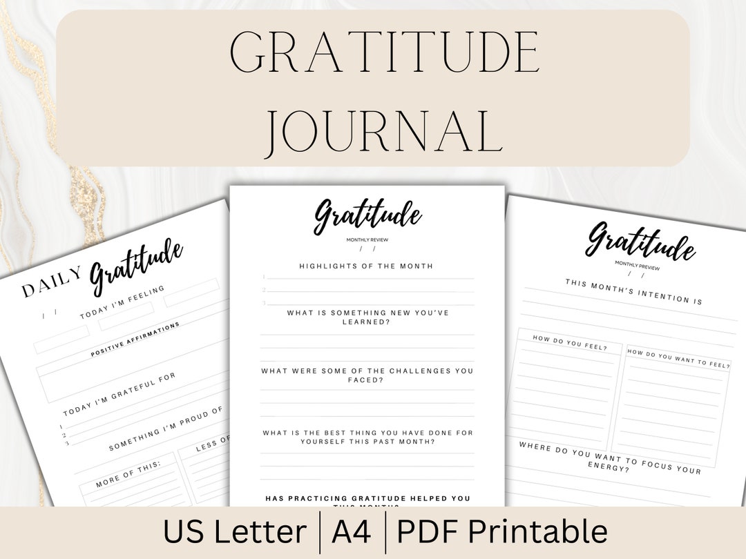 Gratitude Journal, Daily Gratitude Journal, Monthly Gratitude Journal ...