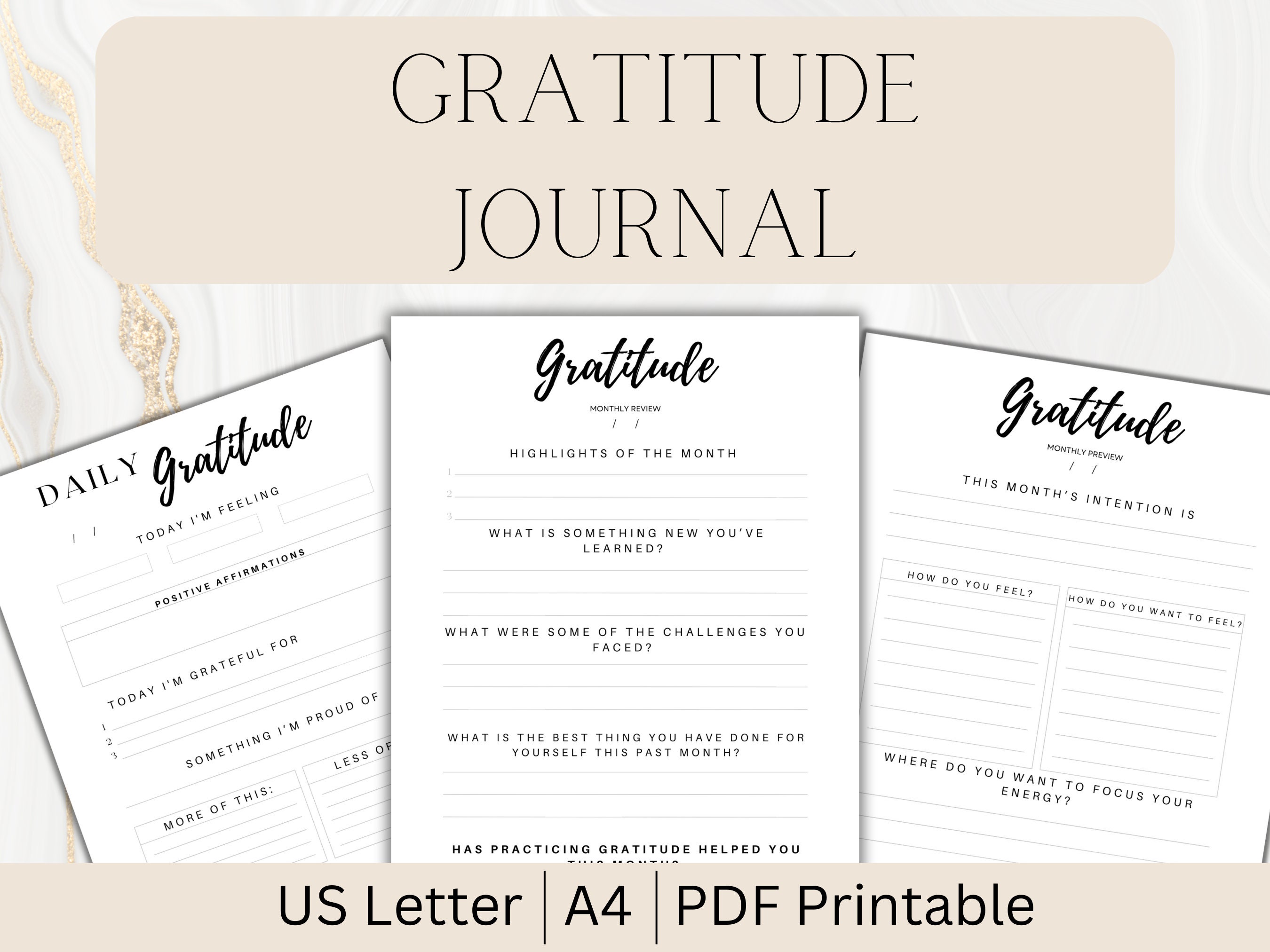Gratitude Journal, Daily Gratitude Journal, Monthly Gratitude Journal ...