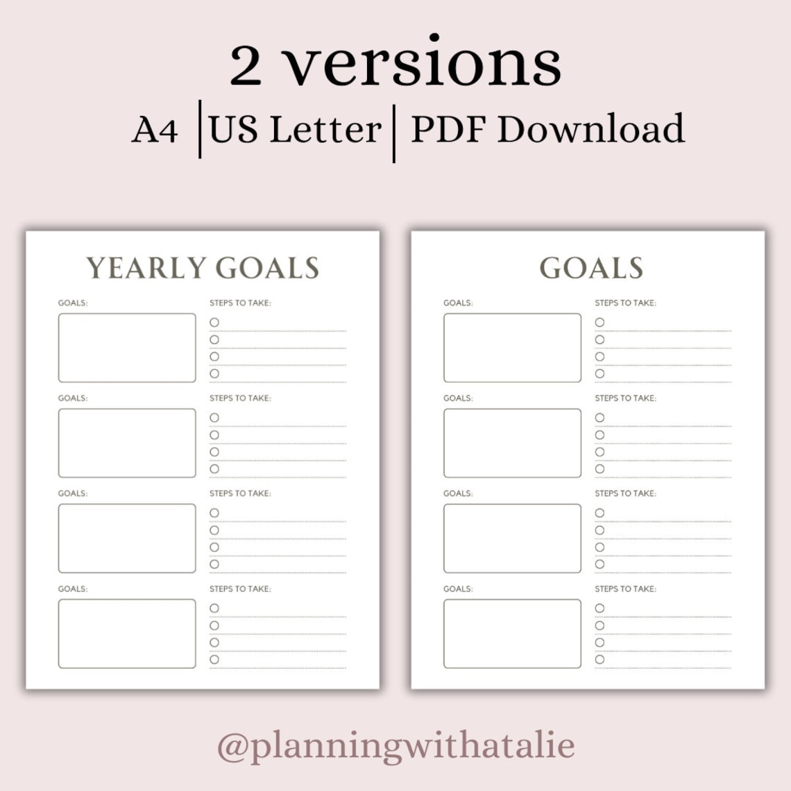 Goal Setting Planner, Goal Tracker, Productivity Template, Yearly Goals, Monthly Goals, Weekly ...