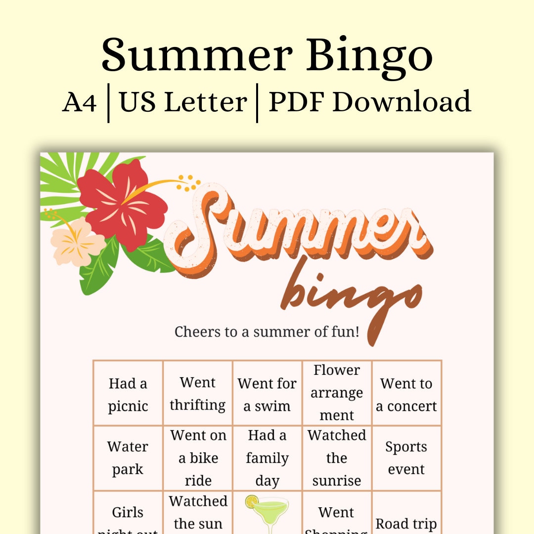 Summer Bingo Activity Card Printable, Fun Activities for Girls, Summer ...