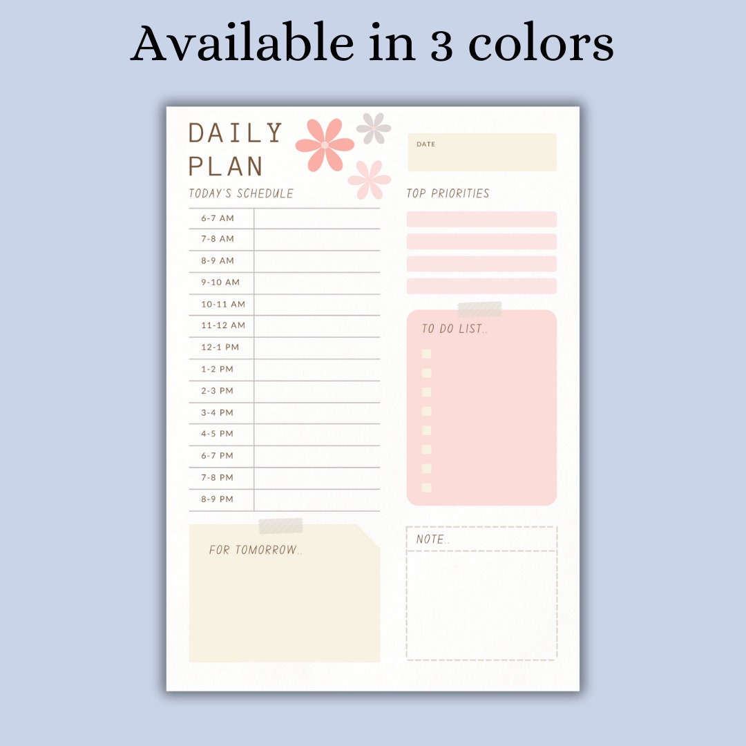 Daily Planner, Printable Todo List Planner, Top Priorities Template ...