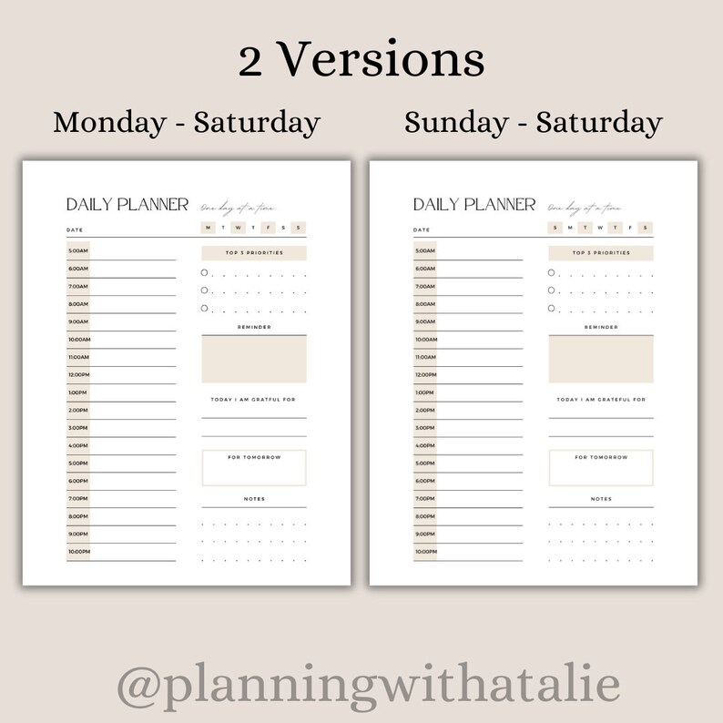 Daily Schedule Template, Top Priorities, Daily Planner, Daily ...