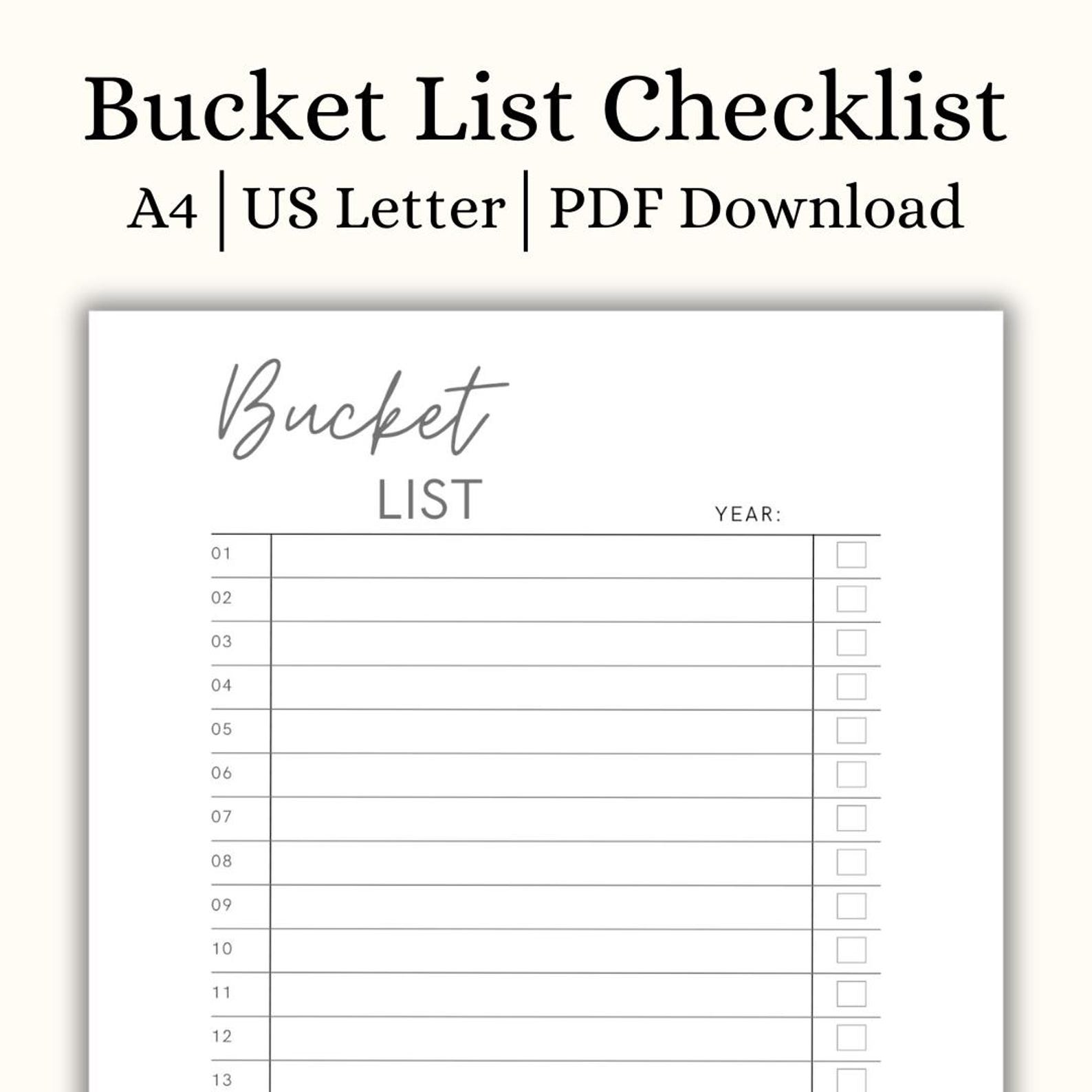 2026 Bucket List Printable Template, Things Todo in 2025, New Years ...