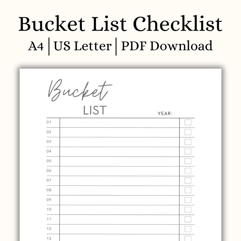 2025 Bucket List Printable Template, Things Todo in 2025, New Years ...