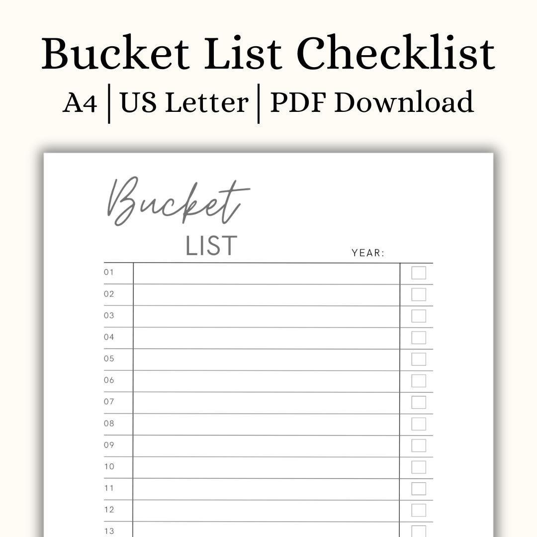 2025 Bucket List Printable Template, Things Todo in 2025, New Years ...