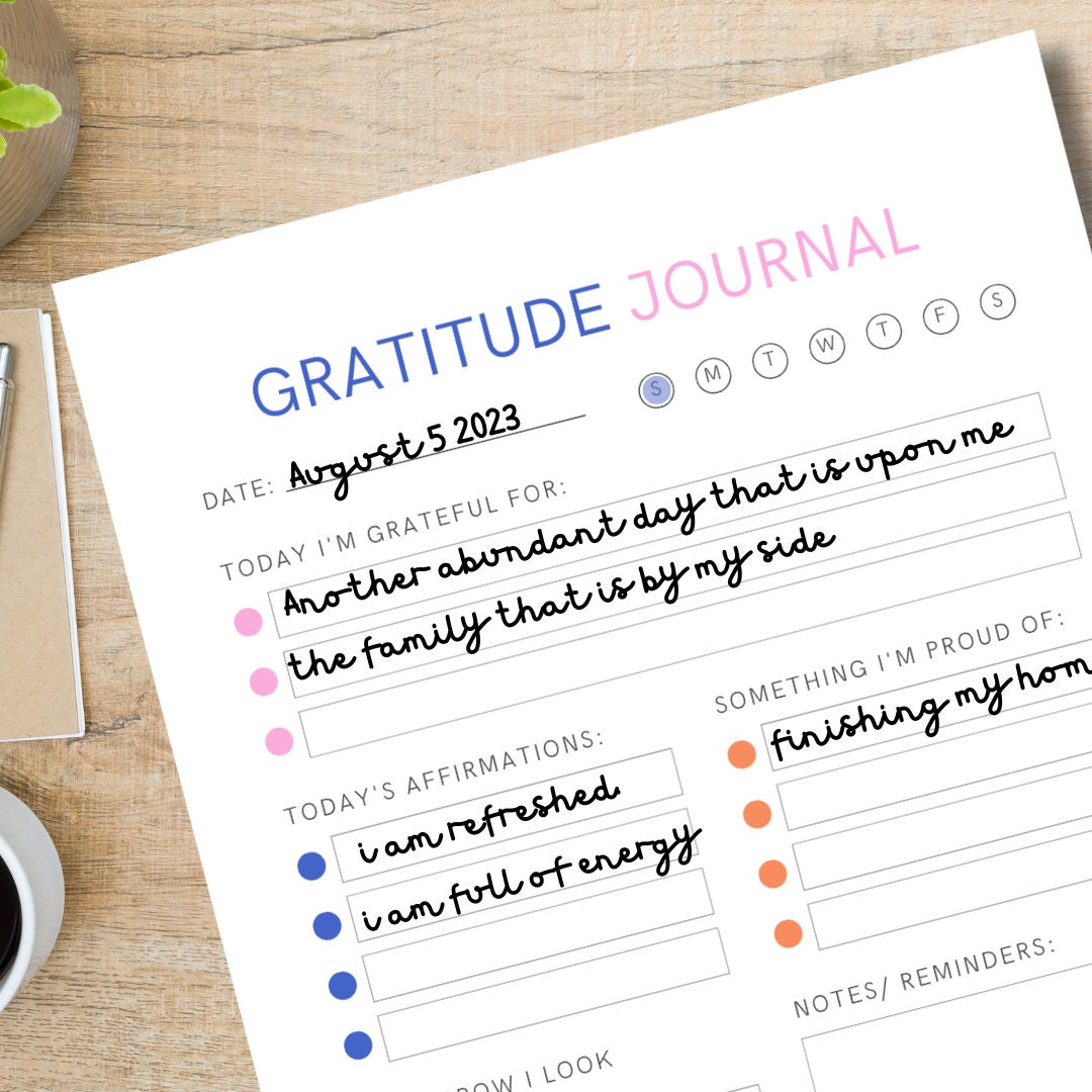 Daily Gratitude Planner Printable, 5-minute Gratitude Planner, Daily ...