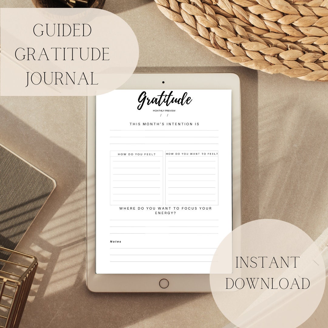 Gratitude Journal, Daily Gratitude Journal, Monthly Gratitude Journal ...