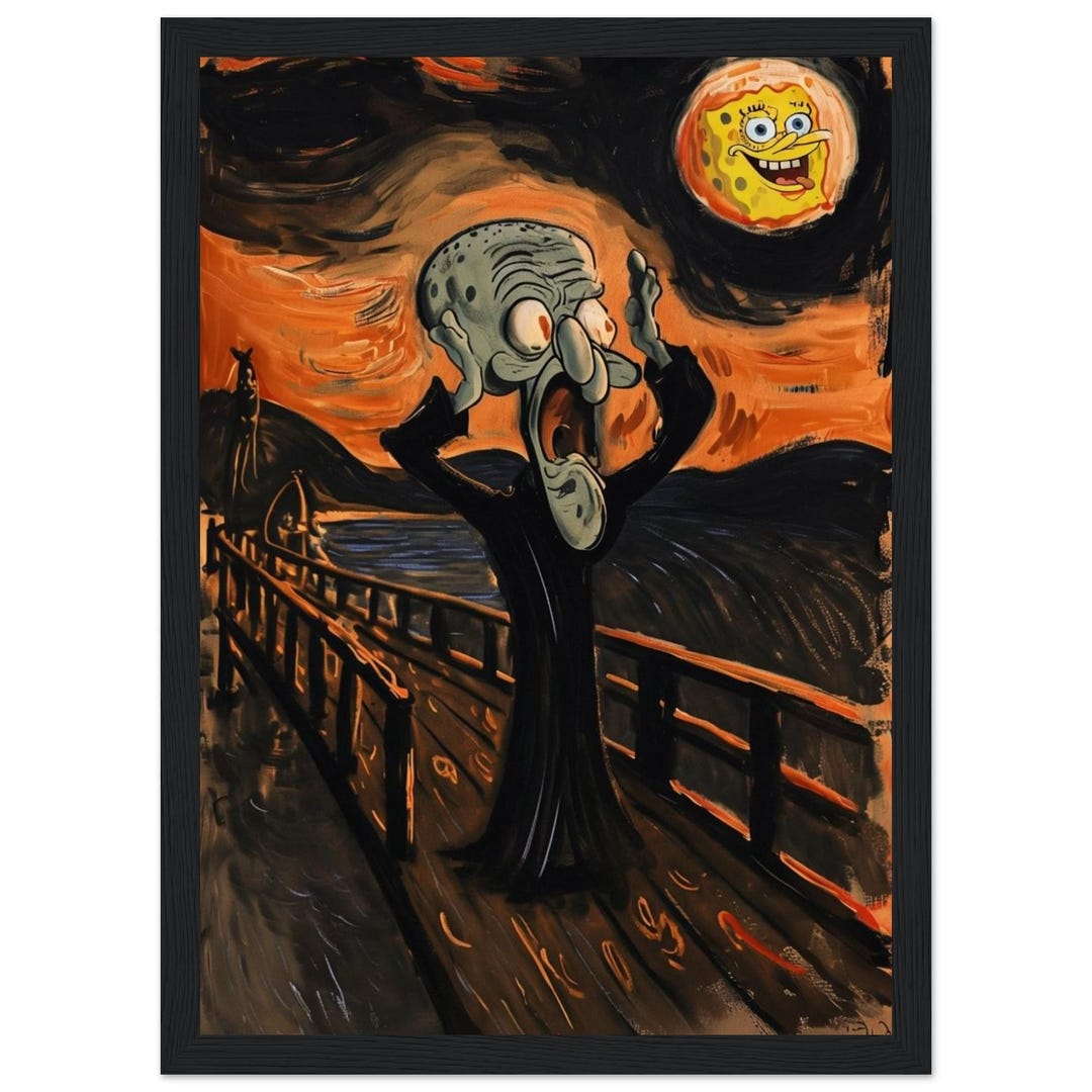 Custom Funny Spongebob & Squidward Framed Poster - Iconic Art Twist - Etsy