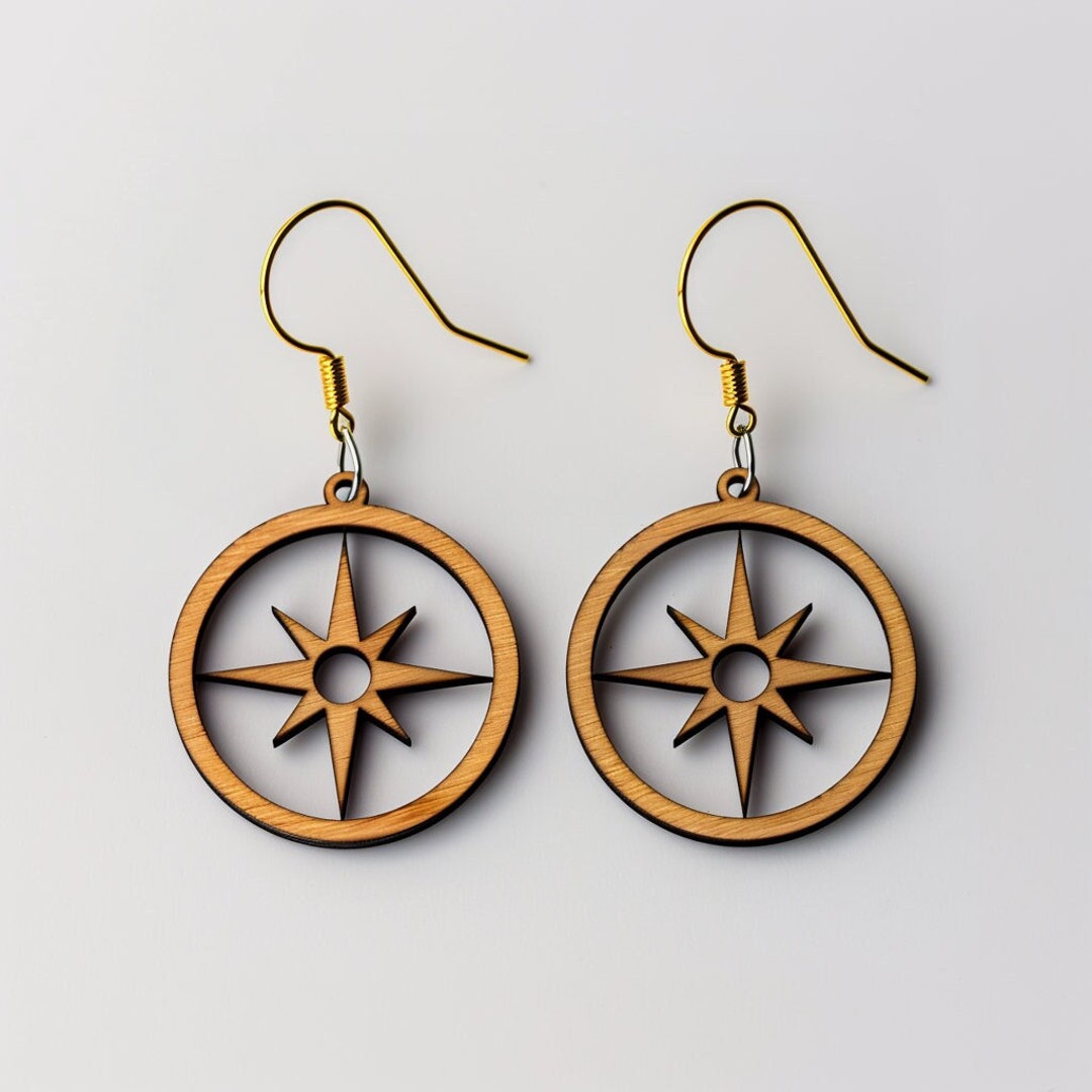 Wind Rose Wood Earring Svg Laser Cut File Digital Download - Etsy