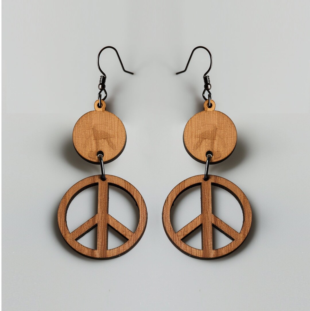 Hipster Peace Sign Wood Earring Svg Laser Cut File Digital Download - Etsy