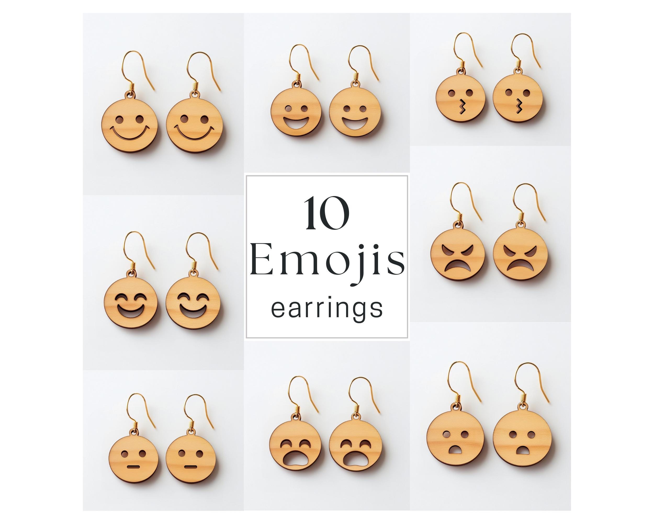 Emoji Bundle 10 Wood Earring Svg Laser Cut File Digital Download - Etsy